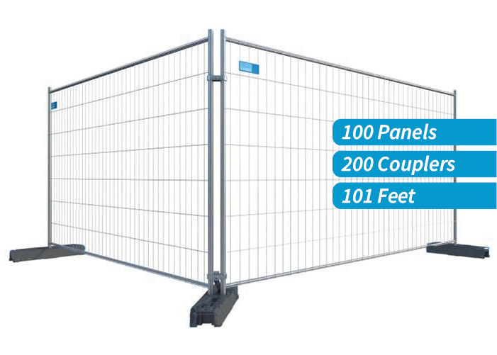 Standard Temporary Fencing 100 Panel Kit With Feet And Couplers | First ...