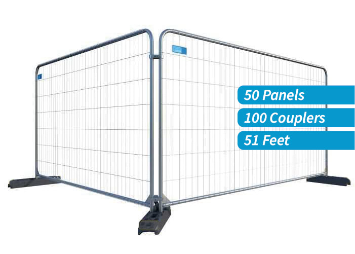 Round Top Temporary Fencing 50 Panel Kit With Feet And Couplers | First ...