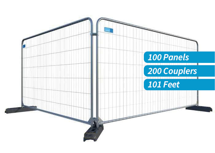 Round Top Temporary Fencing 100 Panel Kit With Feet And Couplers ...