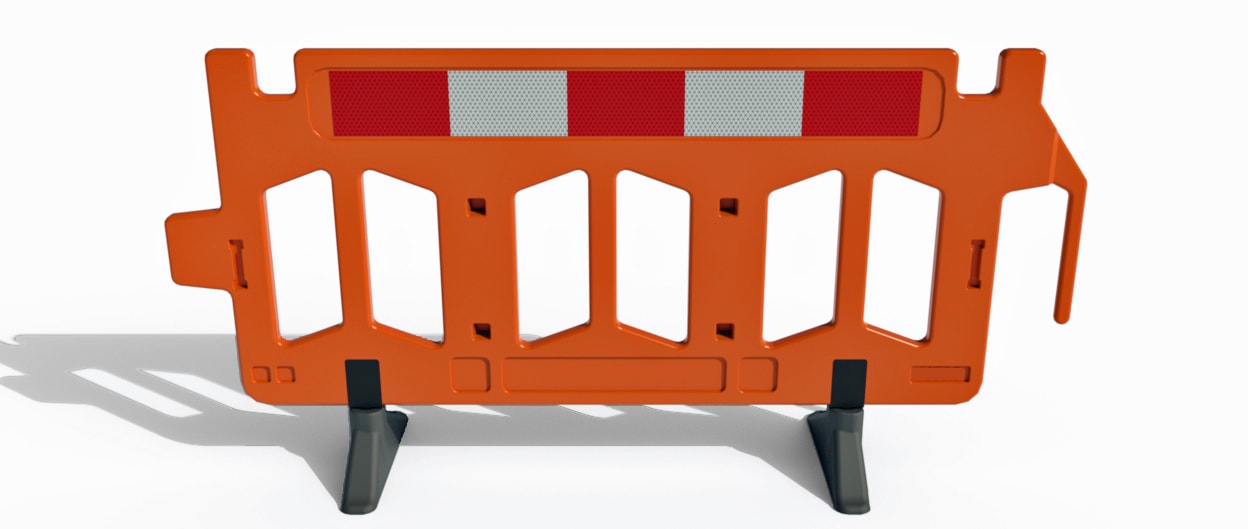 Orange Firmus Pedestrian Barrier | Chapter 8 Compliant | First Fence Ltd