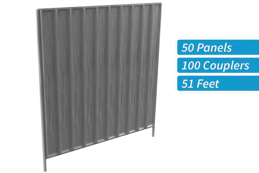 2.4m High Steel Hoarding | 50 Panel Kit | First Fence Ltd
