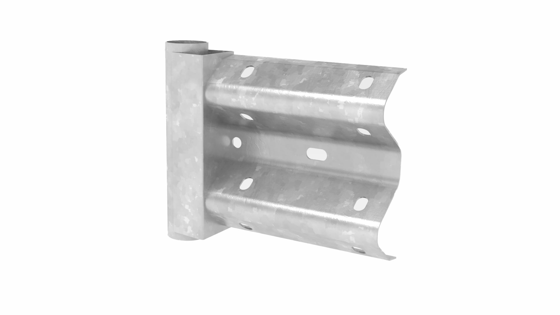 Armco Pedestrian 'D' End Section | Galvanised / Yellow | First Fence Ltd