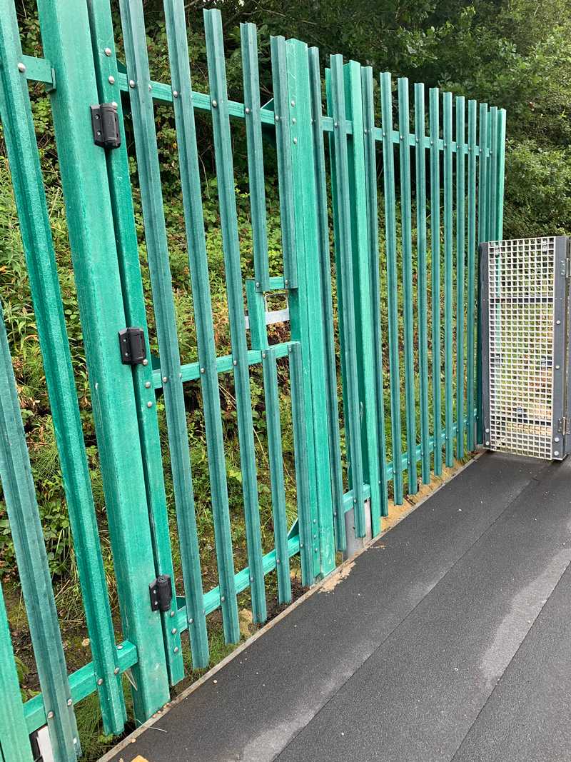 Non Conductive Pedestrian Gate | 1.8m x 1.2m GRP Palisade | First Fence Ltd