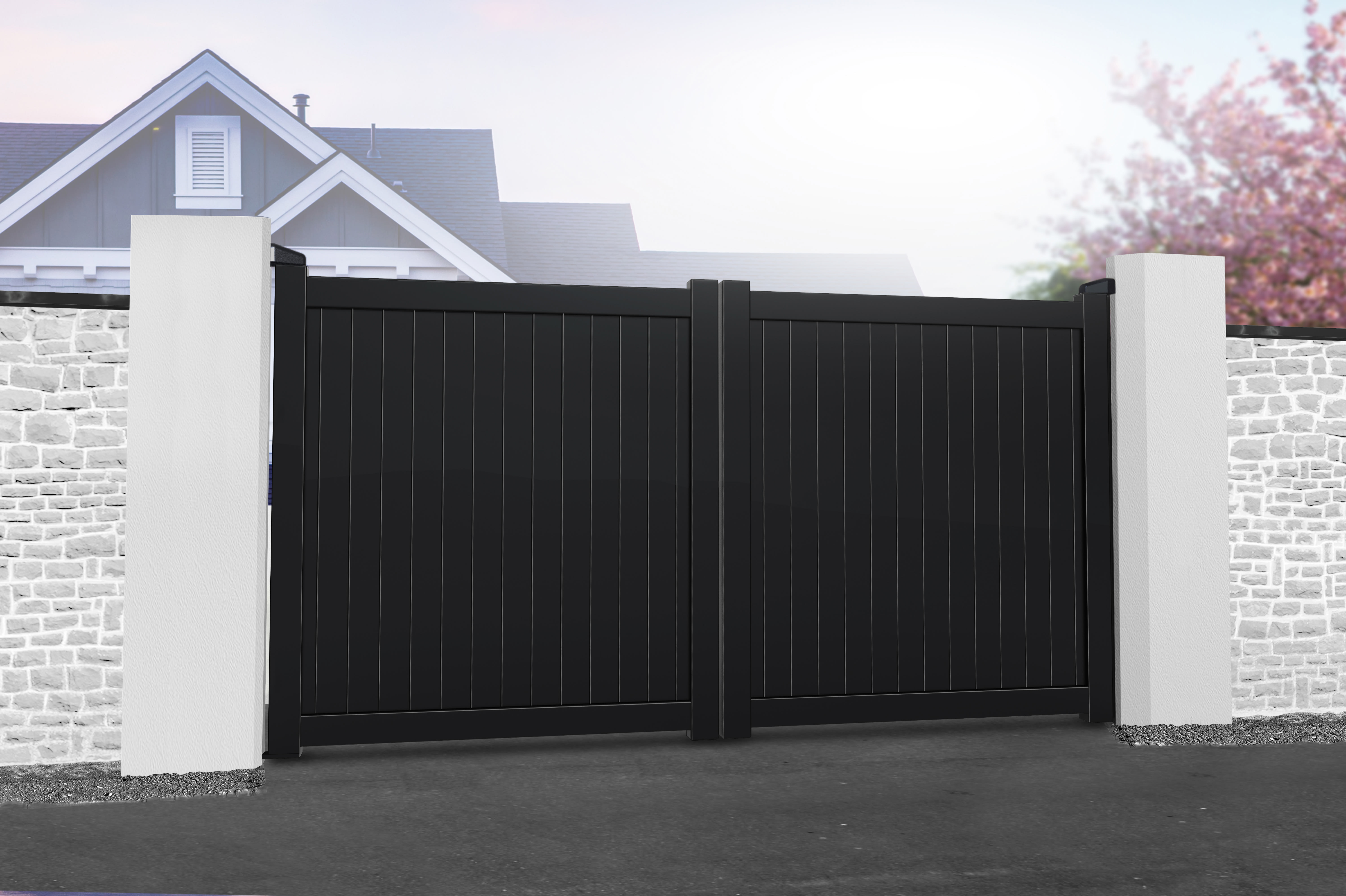 3.25m Aluminium Double Swing Driveway Gate | Vertical Infill | First ...
