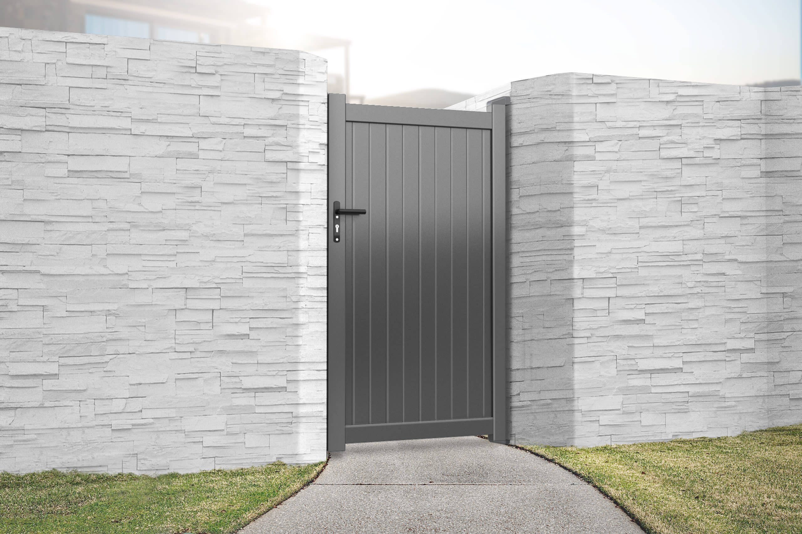 Aluminium Pedestrian Garden Gate | 900mm | Vertical Solid Infill ...