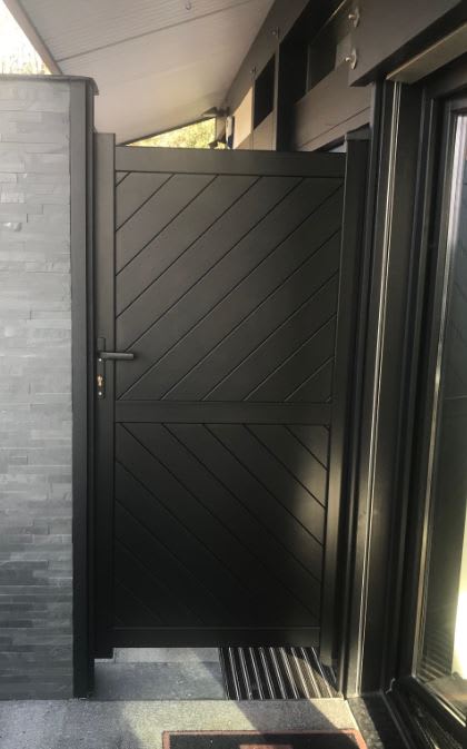 Aluminium Pedestrian Garden Gate | 1000mm | Diagonal Solid Infill ...