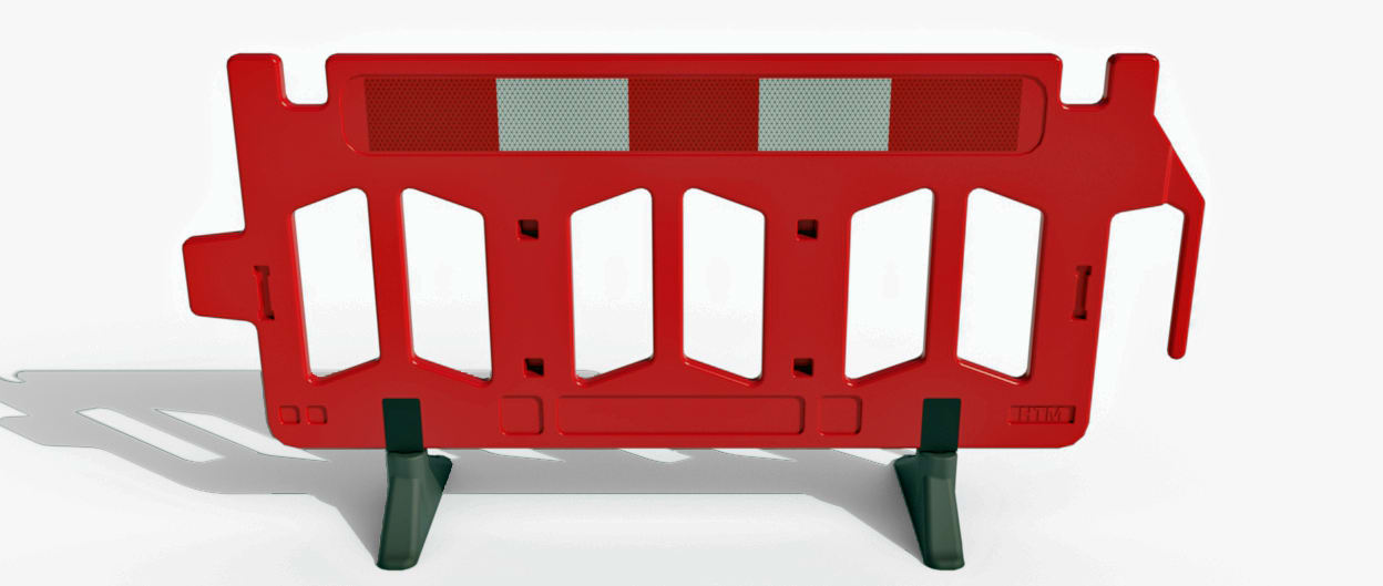 Red Firmus Plastic Pedestrian Barrier 2m | First Fence Ltd