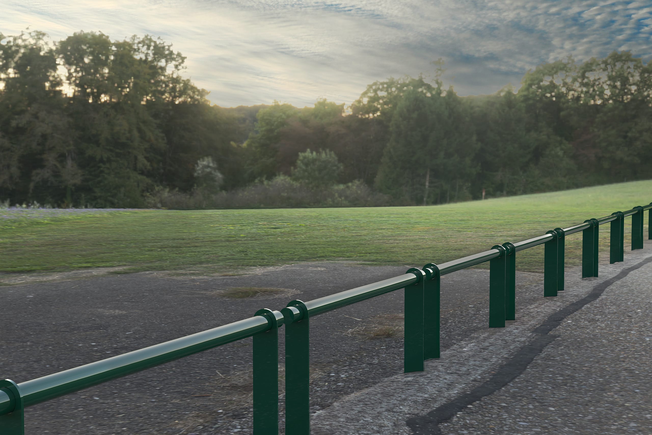 Steel Knee Rail | 48mm Diameter Metal Trip Fence | First Fence Ltd