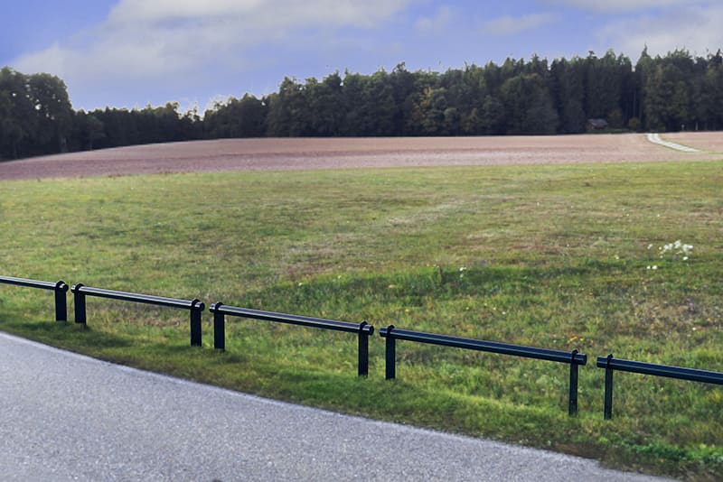 Metal Knee Railing | 60mm Diameter Steel Trip Fence | First Fence Ltd