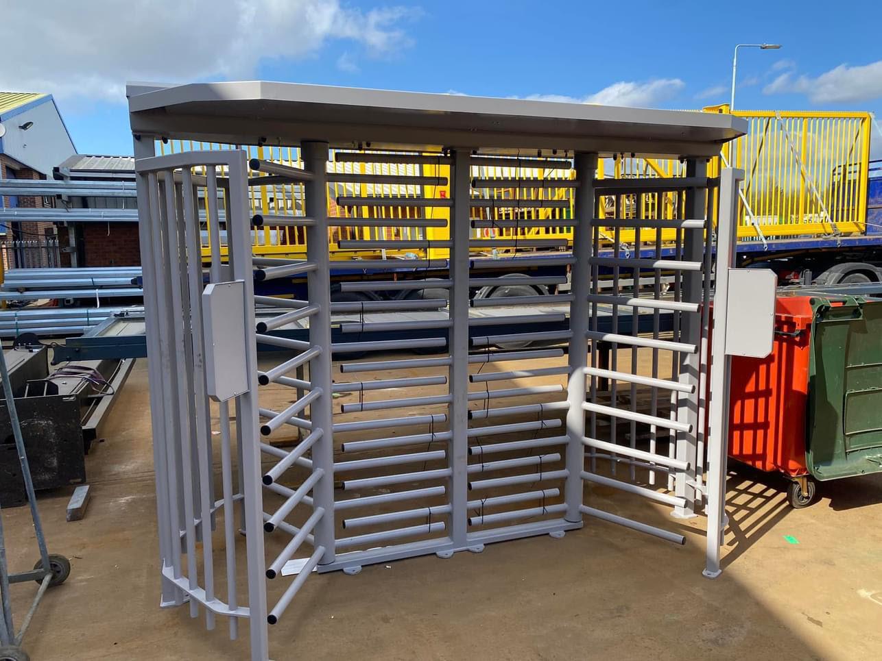 3 Wing Full Height Double Turnstile With Overhead Canopy | First Fence Ltd