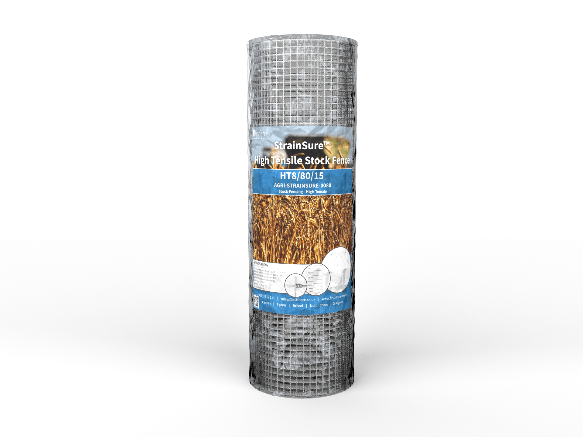 StrainSure™ High Tensile Stock Fence HT8/80/15 100m Roll | First Fence Ltd