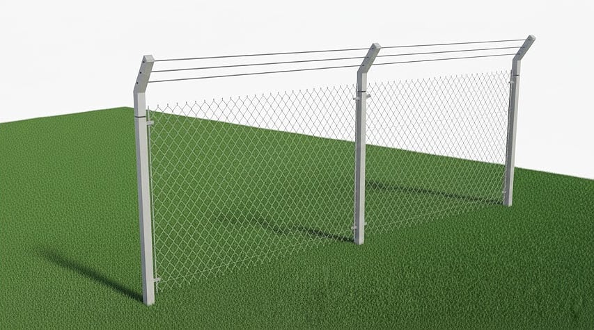 2.4m High Chain Link System with Cranked Concrete Posts | First Fence Ltd